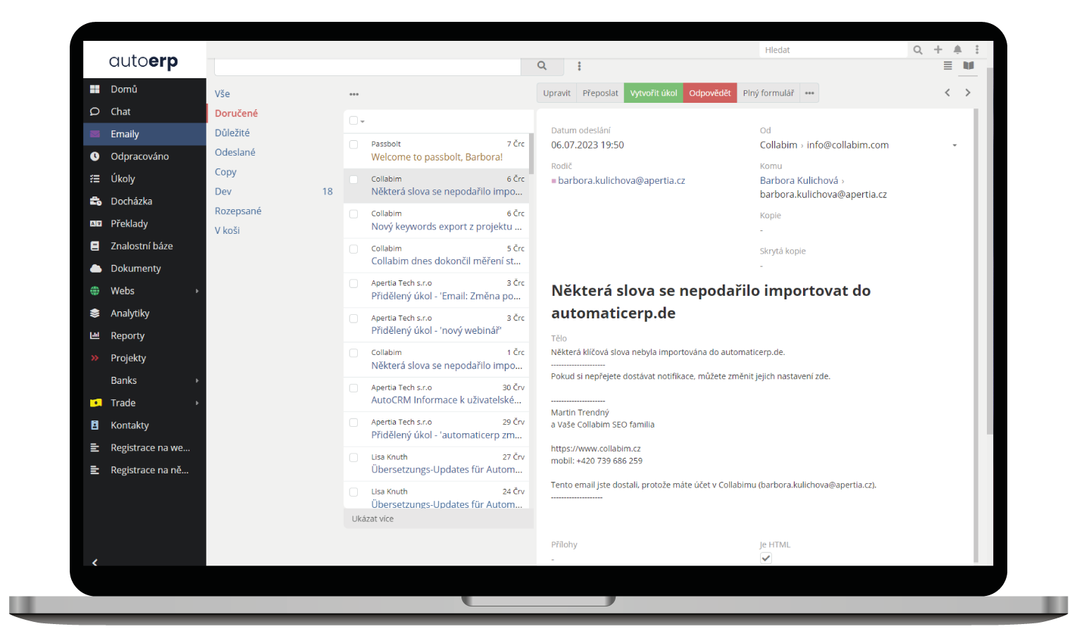 Firemní email - AutoERP